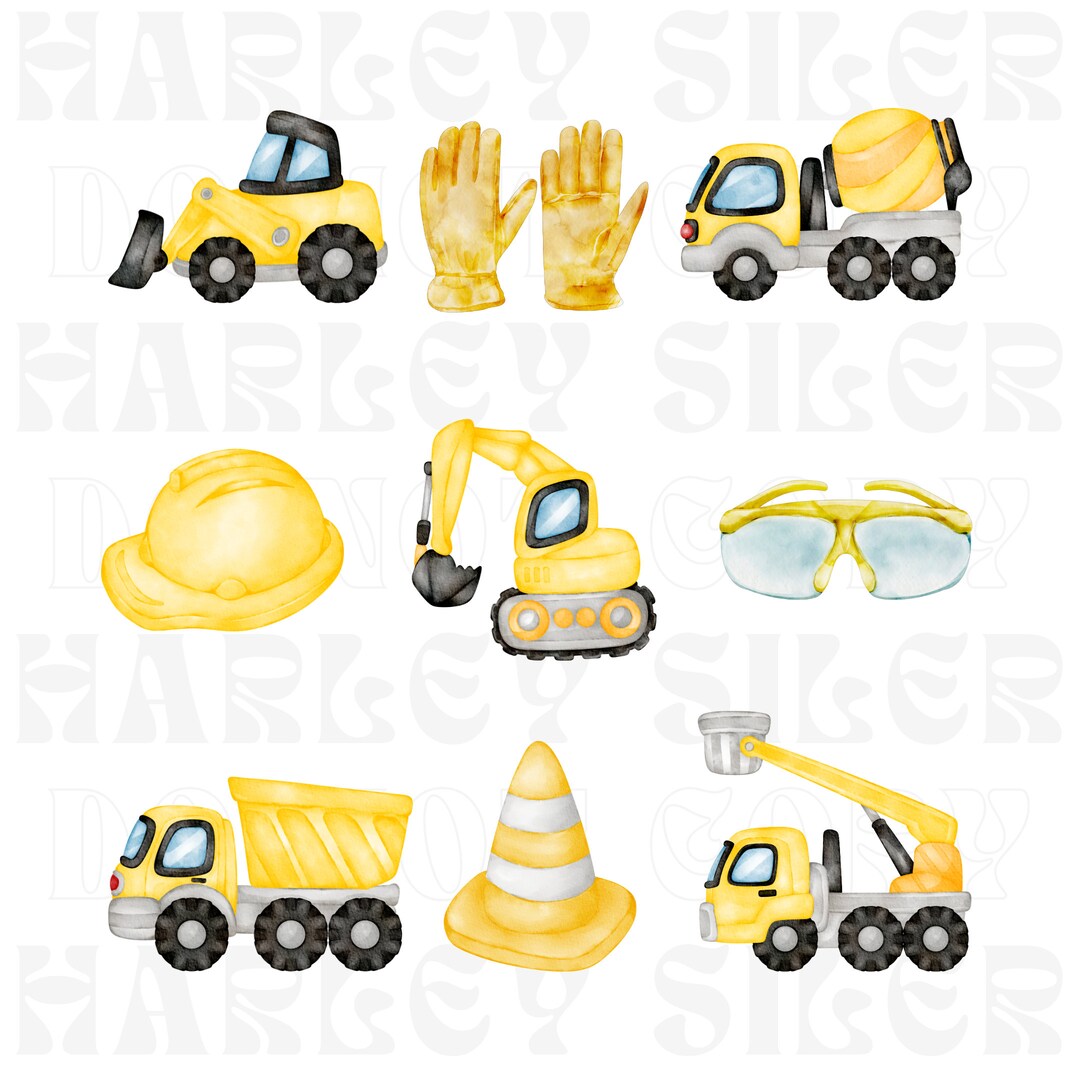 Watercolor Construction PNG, Construction, Dump Truck, Hard Hat ...