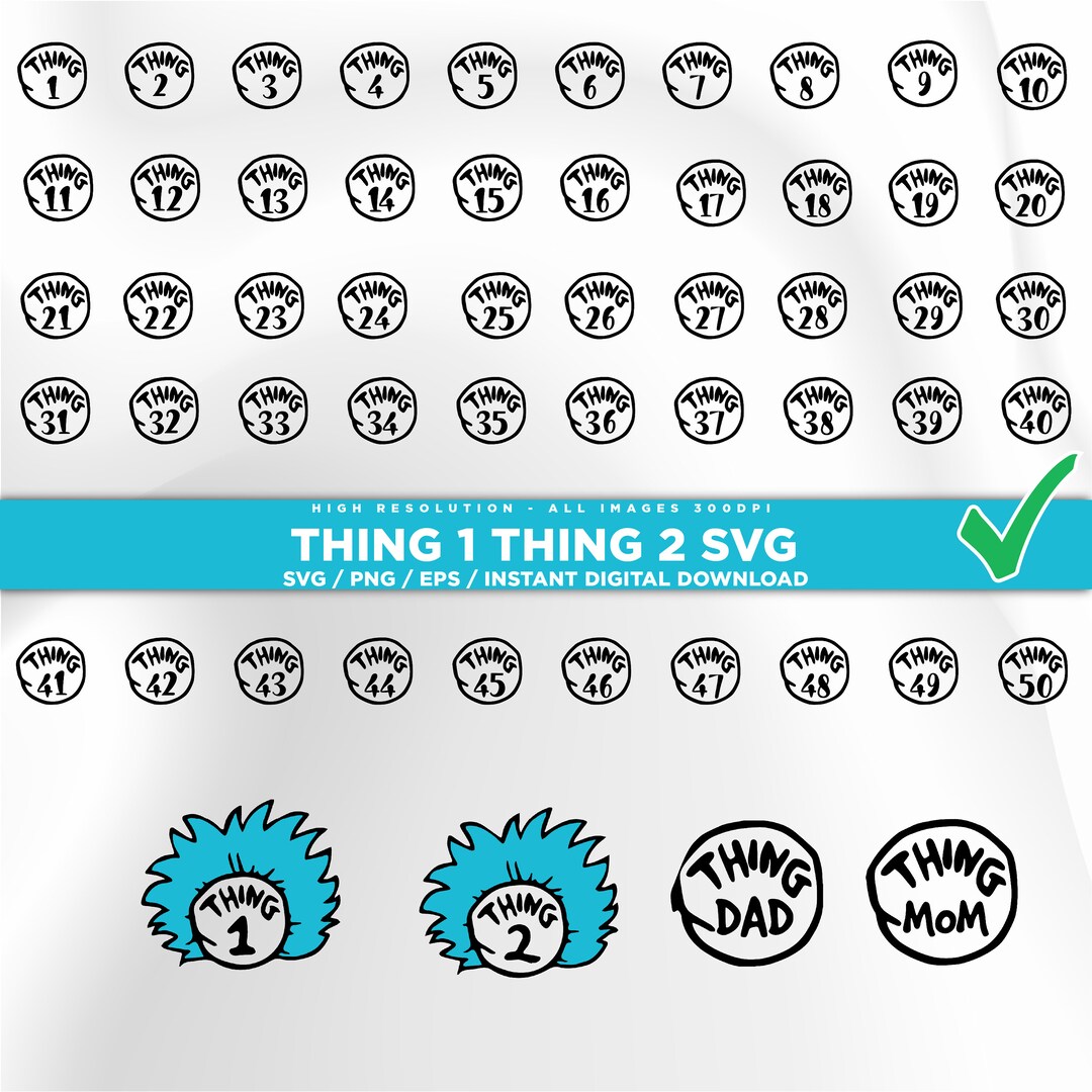 Thing 1 and Thing 2 SVG PNG Bundle Perfect for Creating - Etsy