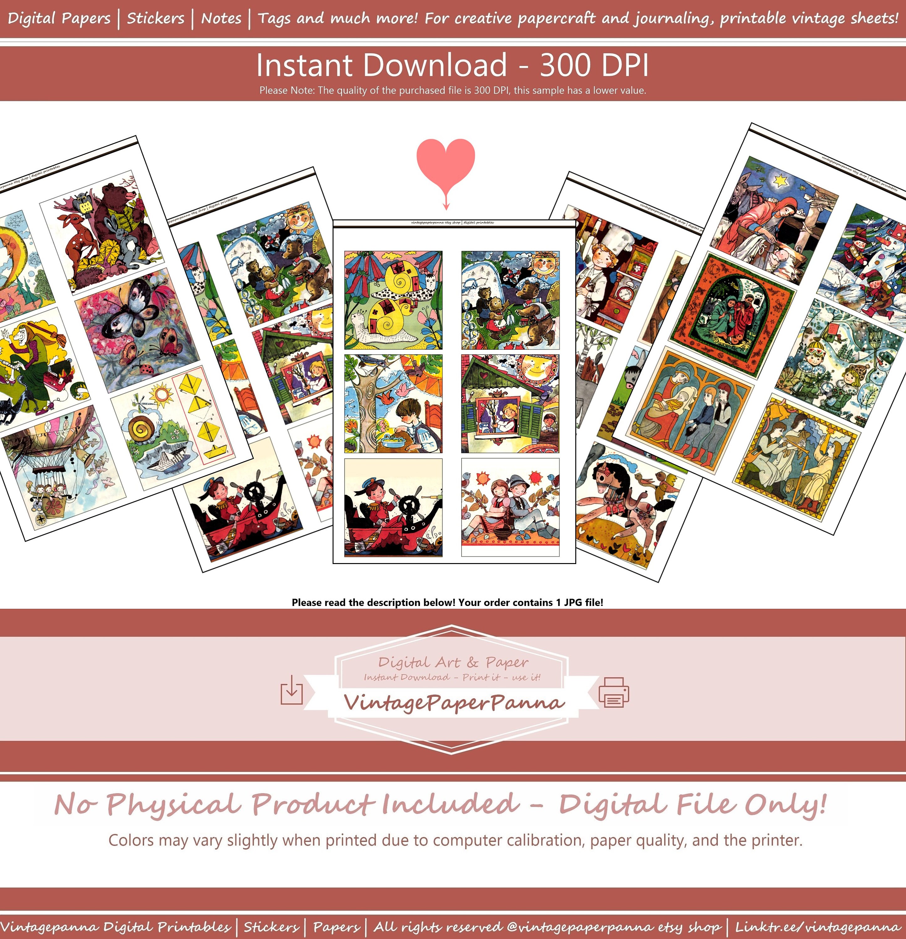 Retro Children Storybook Vintage Image Sheet for Junk Journal ...