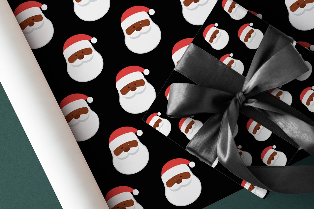 Black Santa Wrapping Paper Roll - Etsy