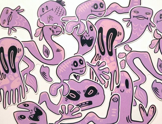 Deep Sea Creatures Sticker Set 9 Handmade Stickers | Etsy