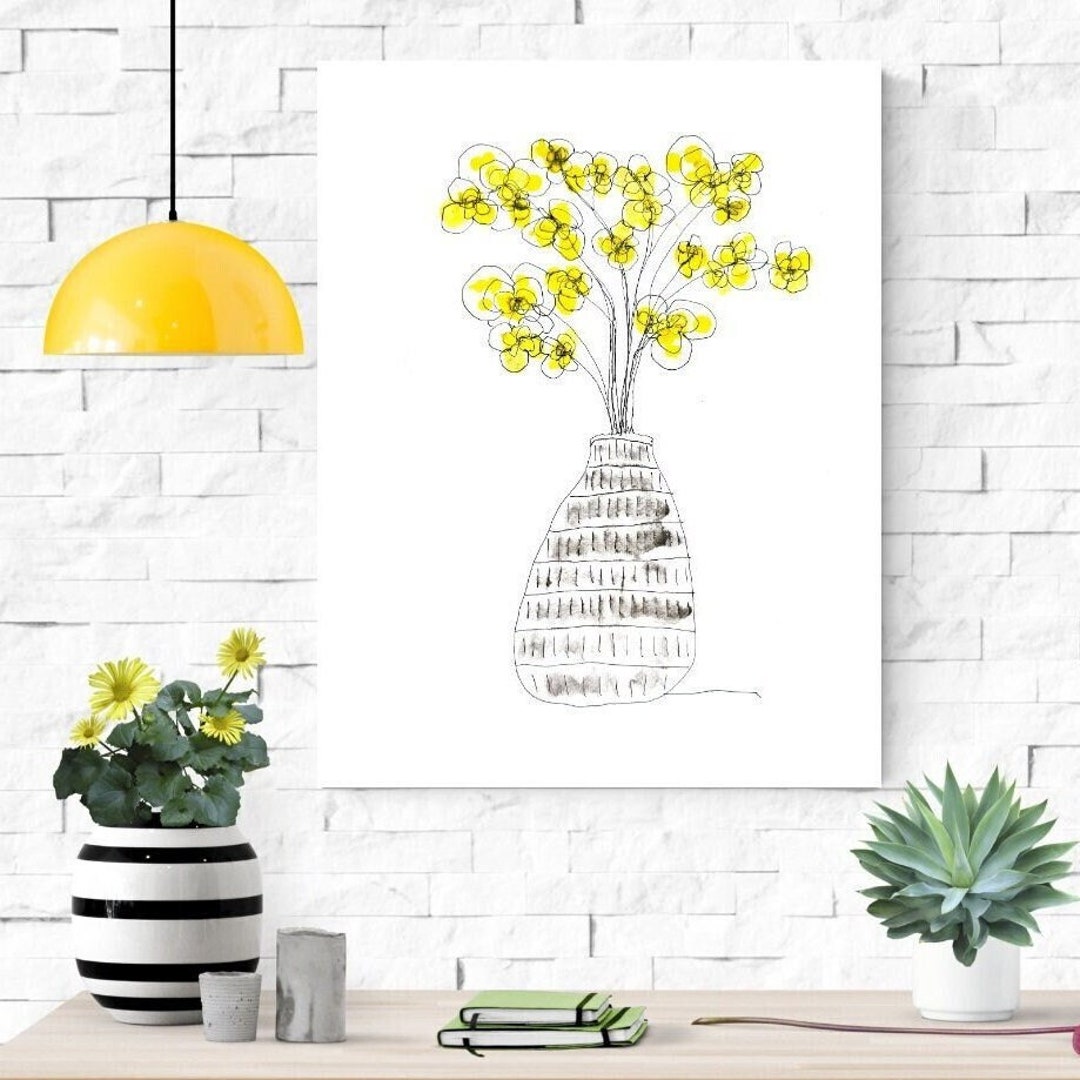 Yellow Flower Cubist Painting: Abstract Floral Matte Canvas Art - Etsy