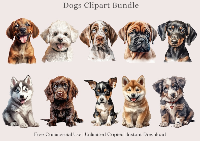 Puppy PNG Bundle, Dog Clipart Bundle, 100 Dog Breeds PNG Images ...