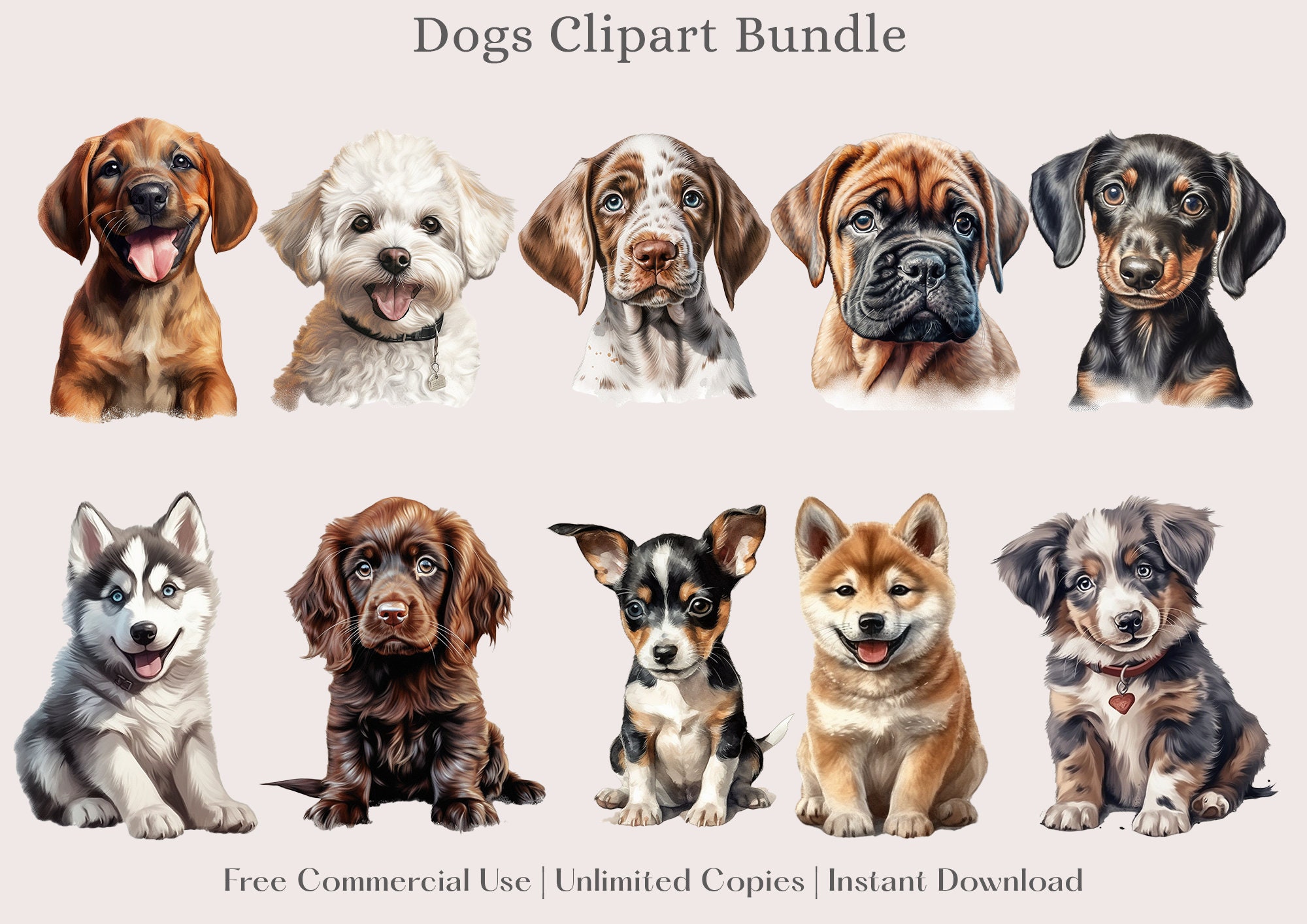 Puppy PNG Bundle, Dog Clipart Bundle, 100 Dog Breeds PNG Images ...