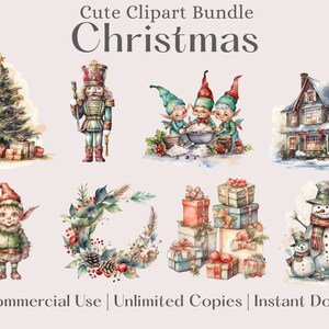Watercolor Christmas Clipart. Christmas Truck, Snowman Clipart, Santa ...