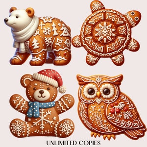 Watercolor Gingerbread Animals Clipart, Gingerbread Clipart, Winter ...