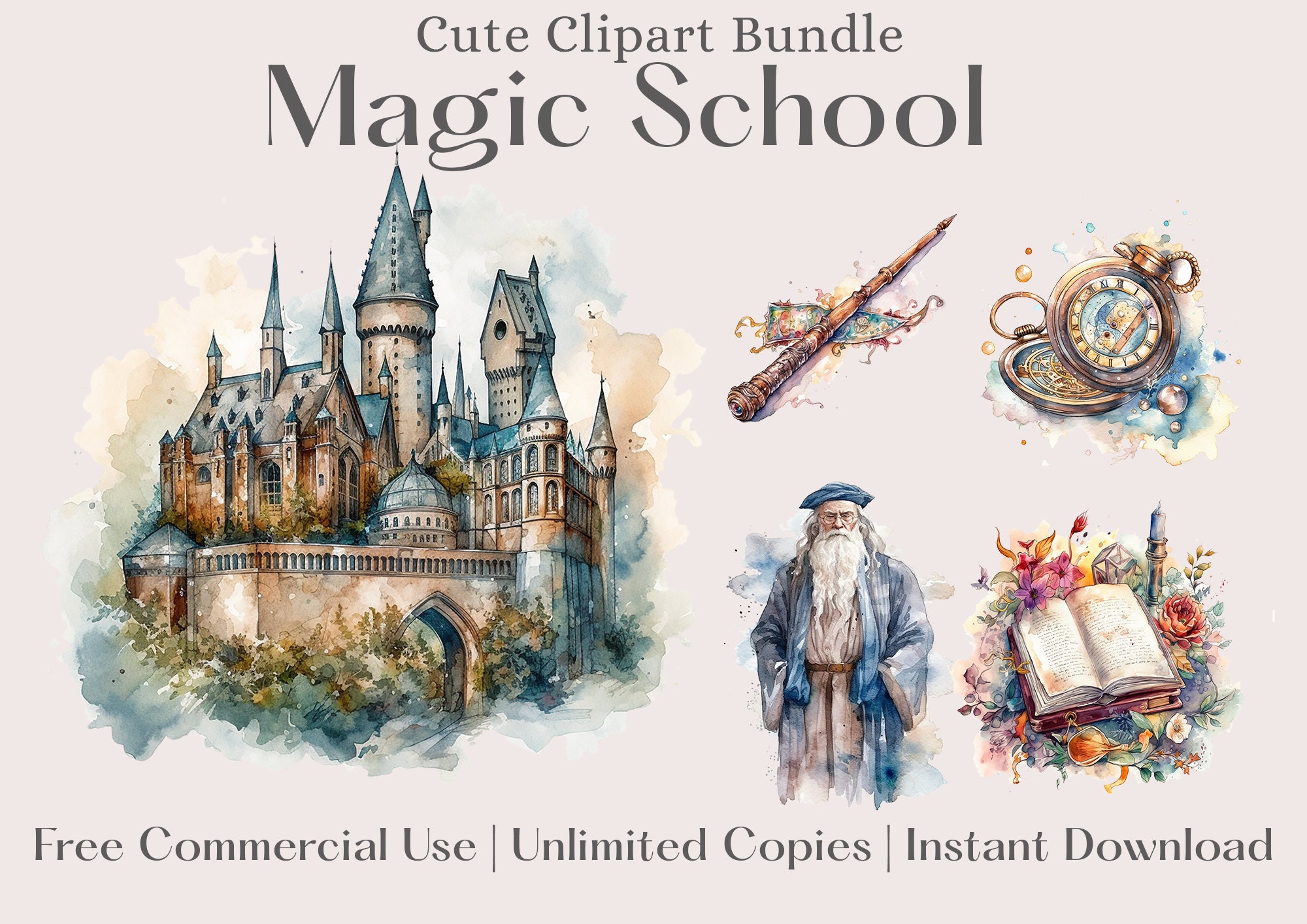 Wizard School Clipart Bundle, Magic School Clipart, Magic Animals ...