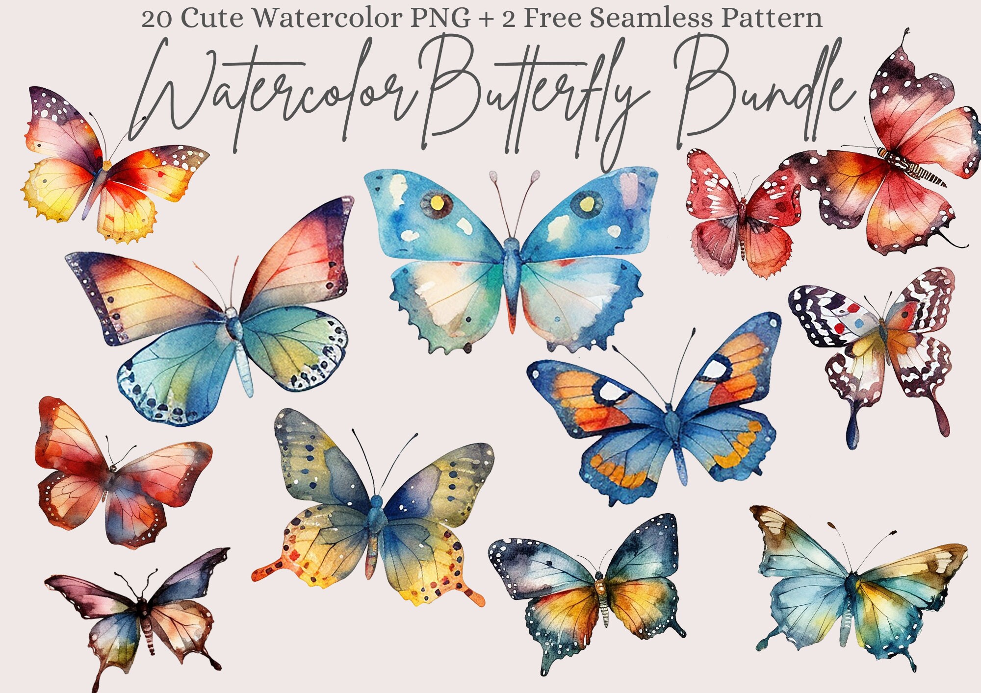Watercolor Butterflies Clipart, Cute Butterflies Png, Summer Clipart ...