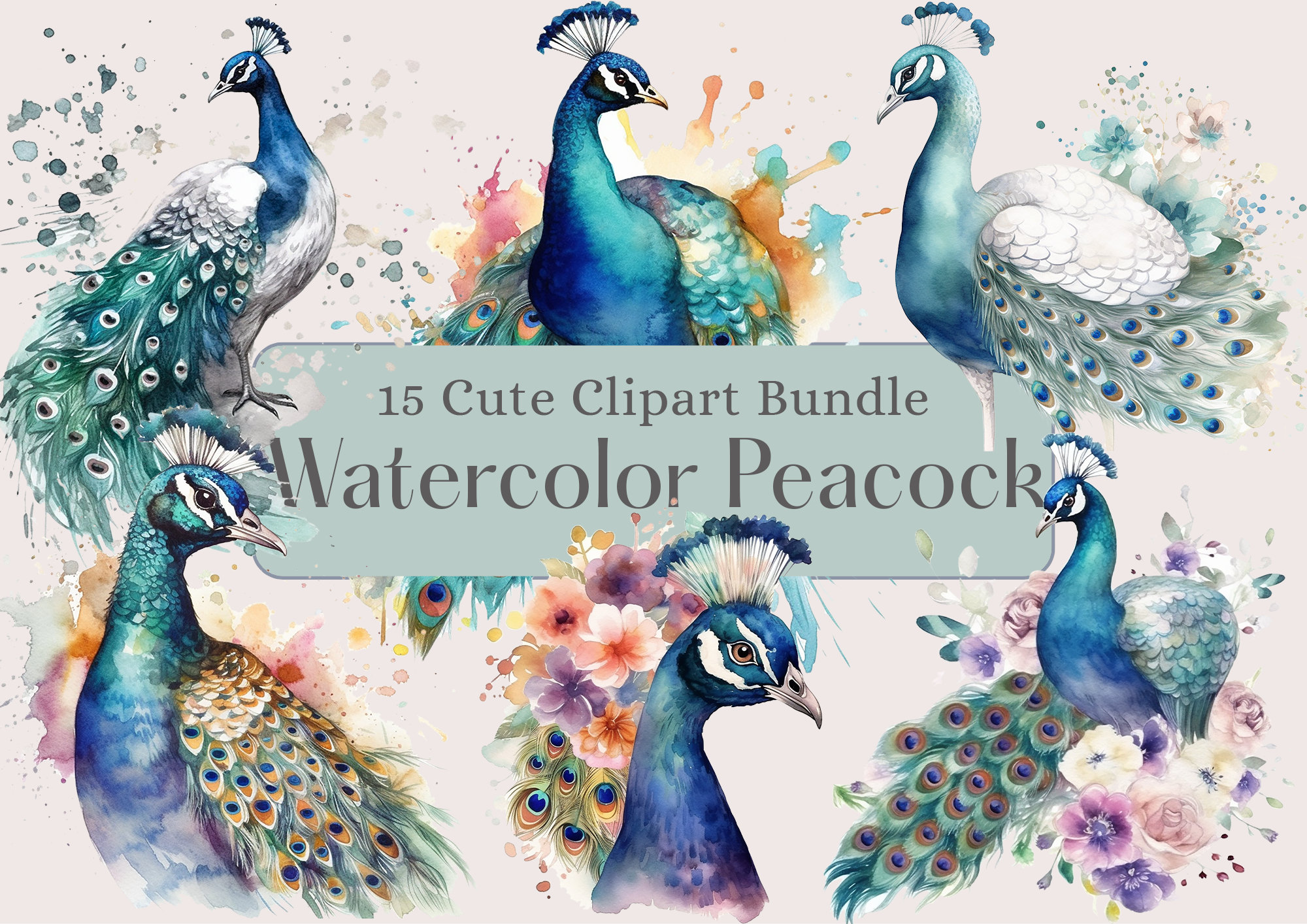 Peacocks Watercolor Clipart Set Stunning Bird Illustrations - Etsy