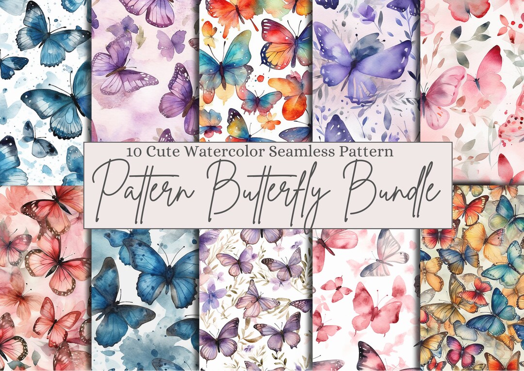 Butterflies Digital Paper Bundle, Watercolor Butterflies, Butterflies ...