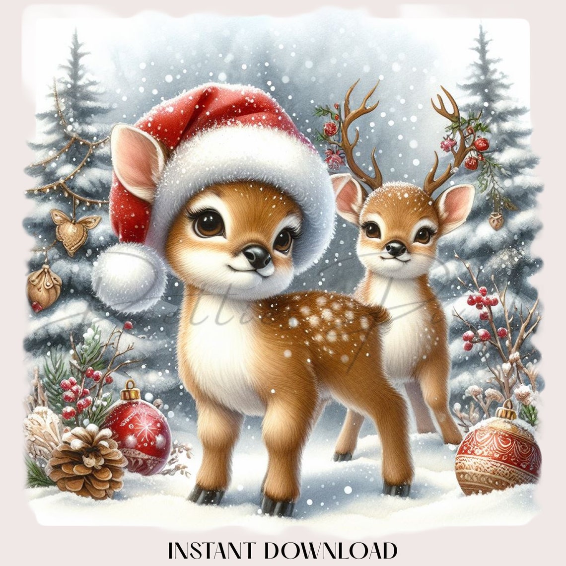 Christmas Fawn Clipart - 19 High Quality PNG, Digital Paper Crafting ...