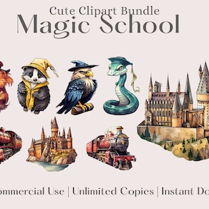 Wizard School Clipart Bundle, Magic School, Witch and Wizard Png. Wands ...