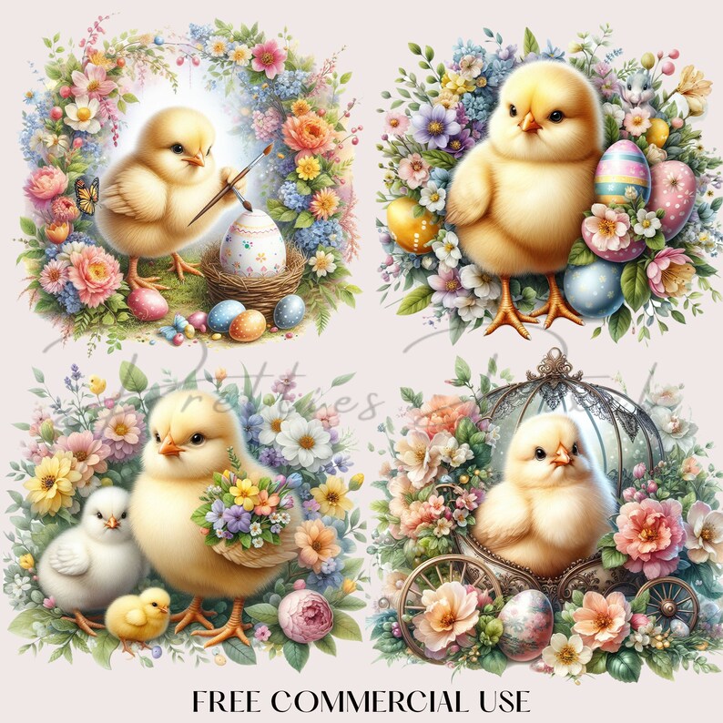 Easter Chicks Clipart - 21 High Quality Jpgs - Memory Book, Junk ...