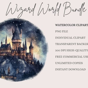 Wizard School Clipart Bundle, Magic School, Witch and Wizard Png. Wands ...