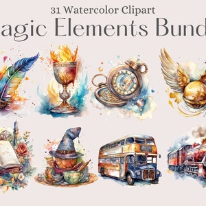 Wizard School Clipart Bundle, Magic School, Witch and Wizard Png. Wands ...