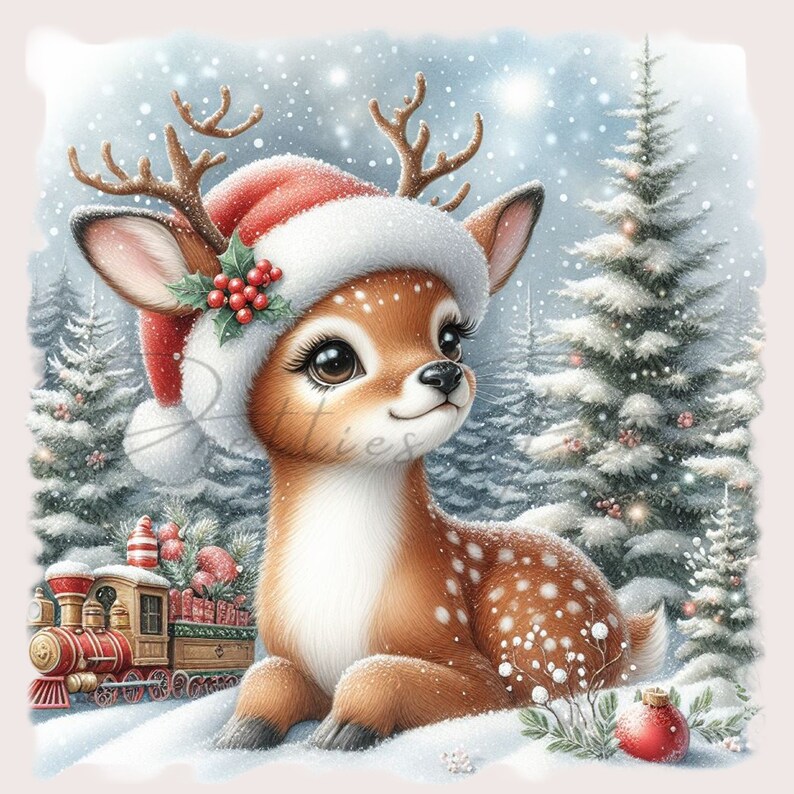Christmas Fawn Clipart - 19 High Quality PNG, Digital Paper Crafting ...