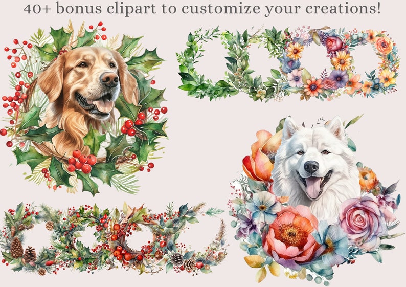 Dog Clipart Bundle, 100 Dog Breeds PNG Images, Watercolor Dog Clipart ...
