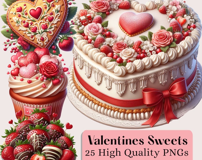 Watercolor Sweet Valentines Clipart, Valentines Cupcake Clipart 16 High ...