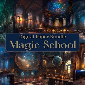 Wizard School Digital Paper Bundle, Magic School, Witch and Wizard Png ...