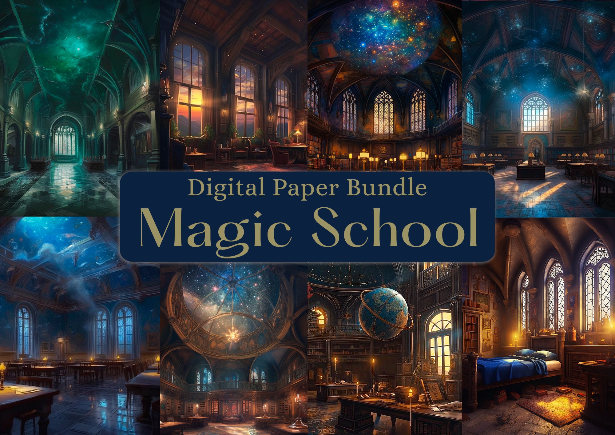 Wizard School Digital Paper Bundle, Magic School, Witch and Wizard Png ...
