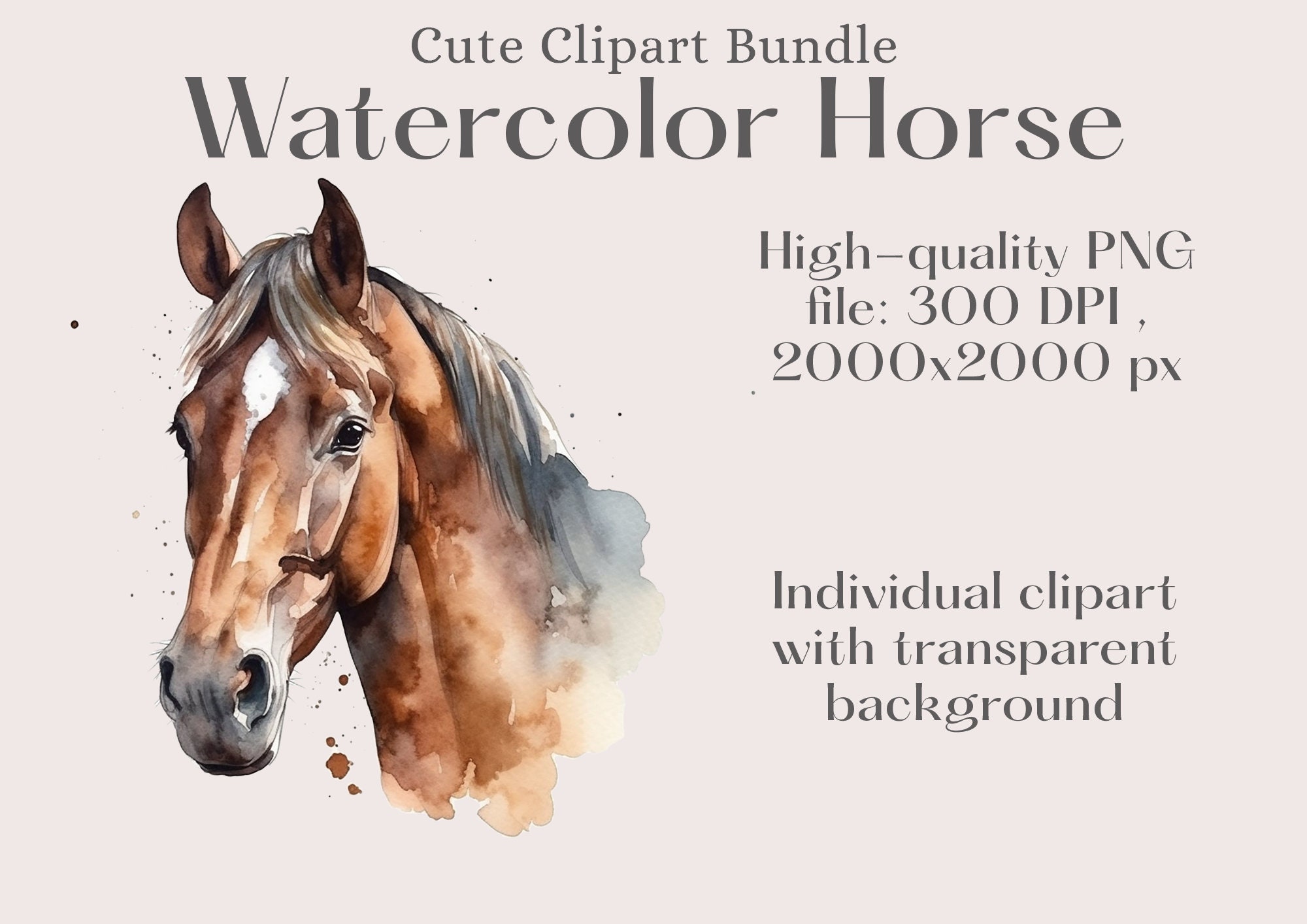 Horse PNG, Horse Clipart Set, Watercolor Horse PNG Western Clipart.farm ...