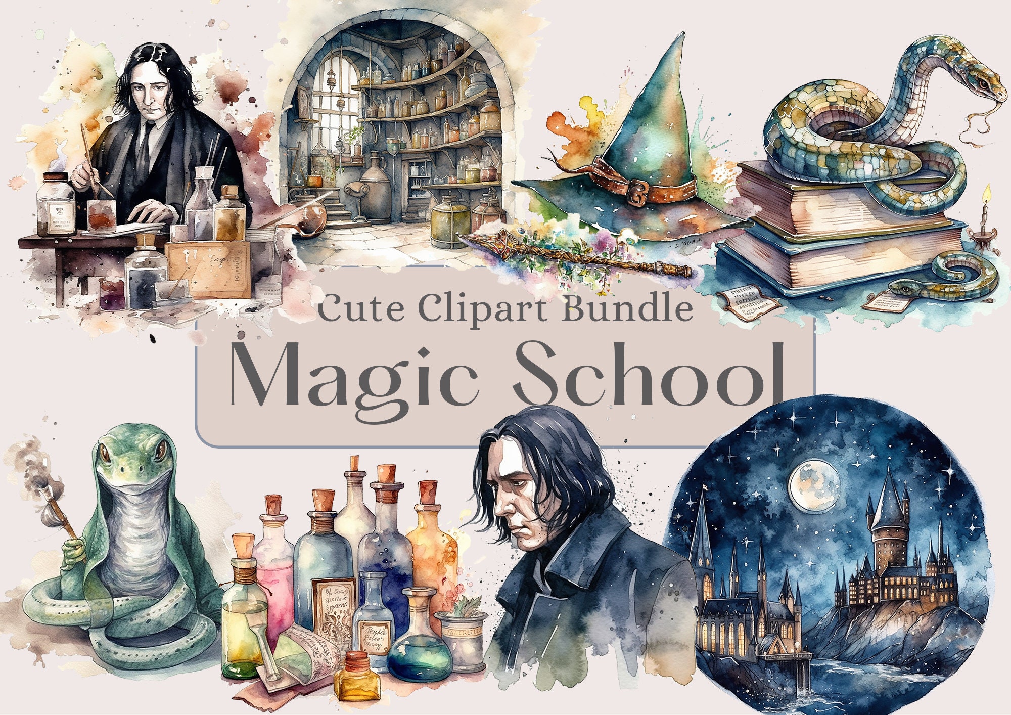 Wizard School Clipart Bundle, Magic School Clipart, Magic Animals ...