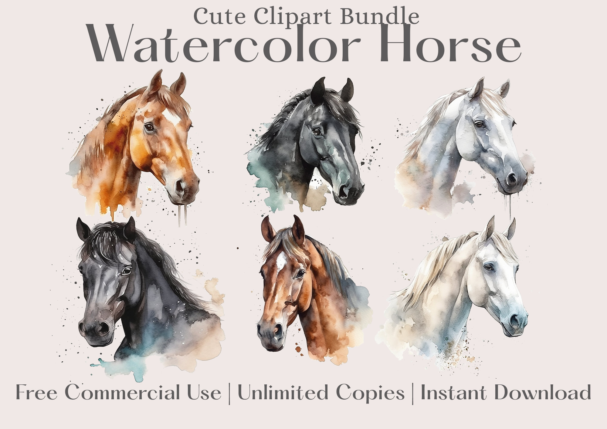 Horse PNG, Horse Clipart Set, Watercolor Horse PNG Western Clipart.farm ...