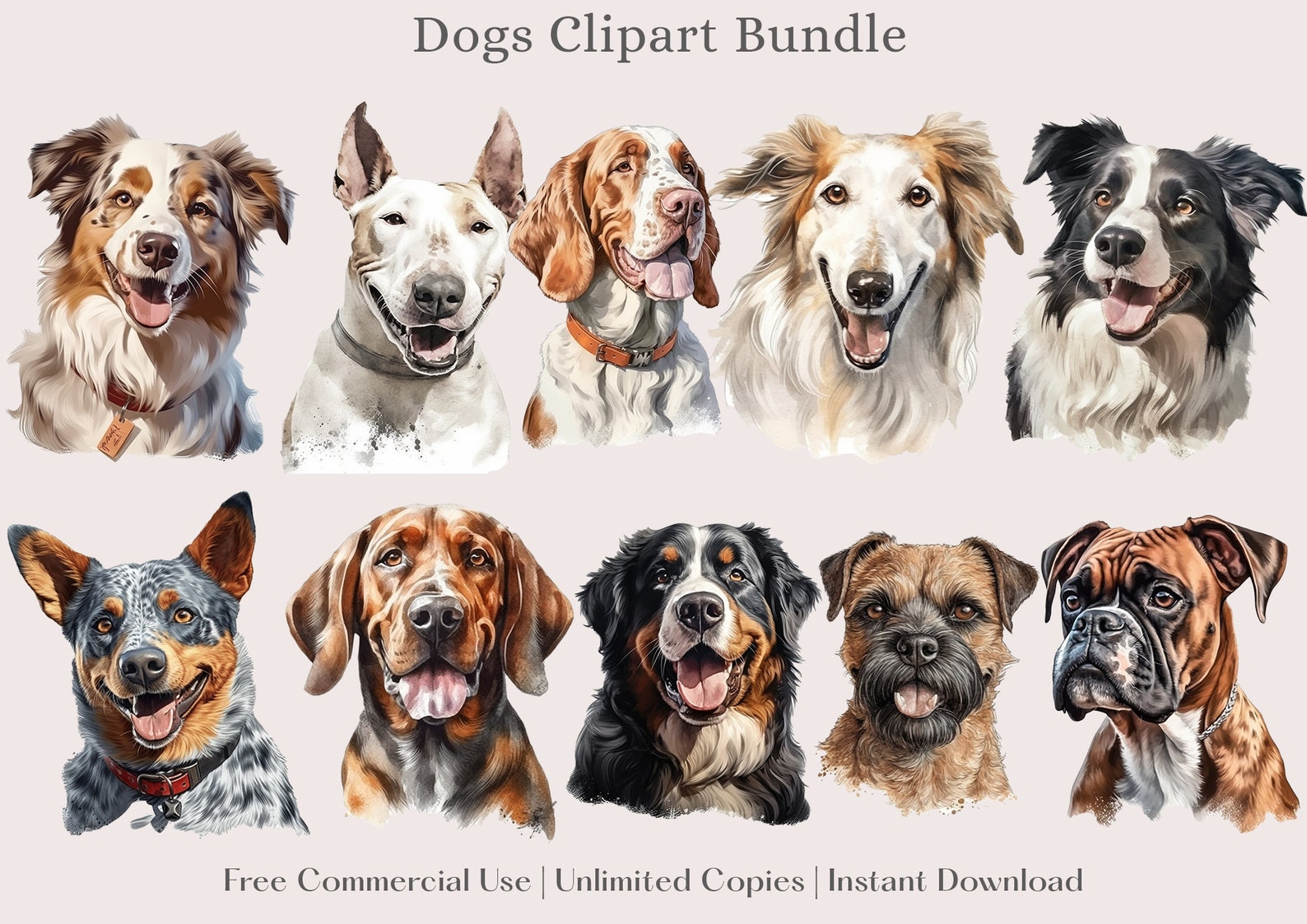 Dog Clipart Bundle 100 Dog Breeds PNG Images Watercolor Dog - Etsy