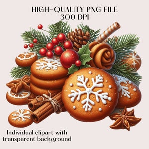 Christmas Cookie Clipart, Watercolor Cookie Clipart Bundle, Christmas ...