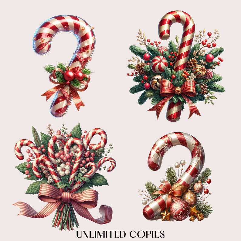 Candy Cane Clipart, High Quality Clipart Bundle, Christmas Digital ...