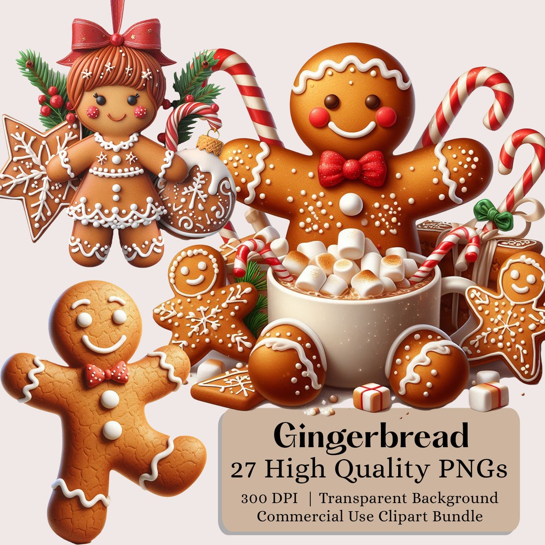 Watercolor Gingerbread Man Clipart, Gingerbread Clipart, Winter Clipart ...