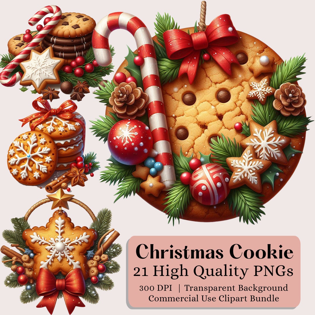 Christmas Cookie Clipart, Watercolor Cookie Clipart Bundle, Christmas ...