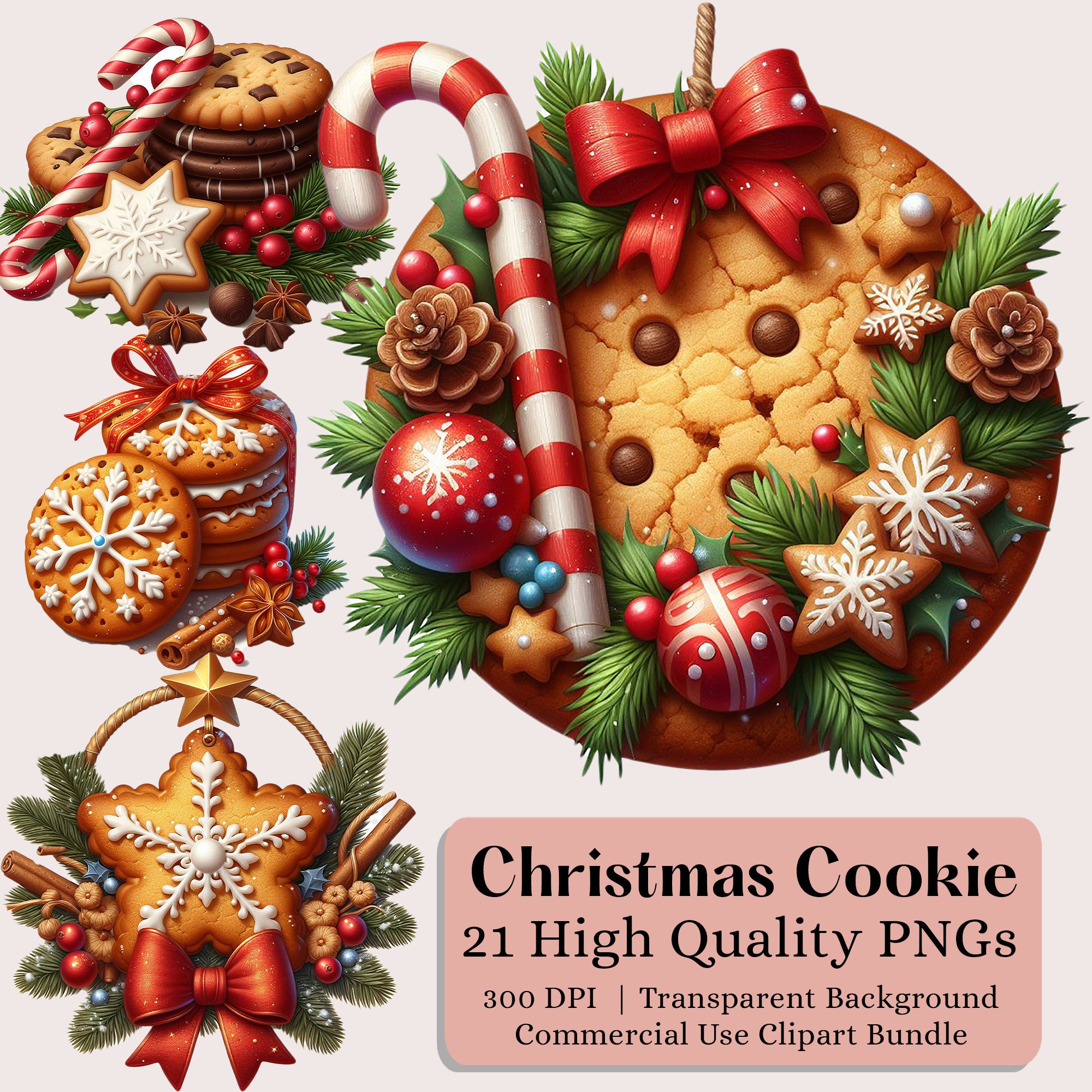 Christmas Cookie Clipart, Watercolor Cookie Clipart Bundle, Christmas ...