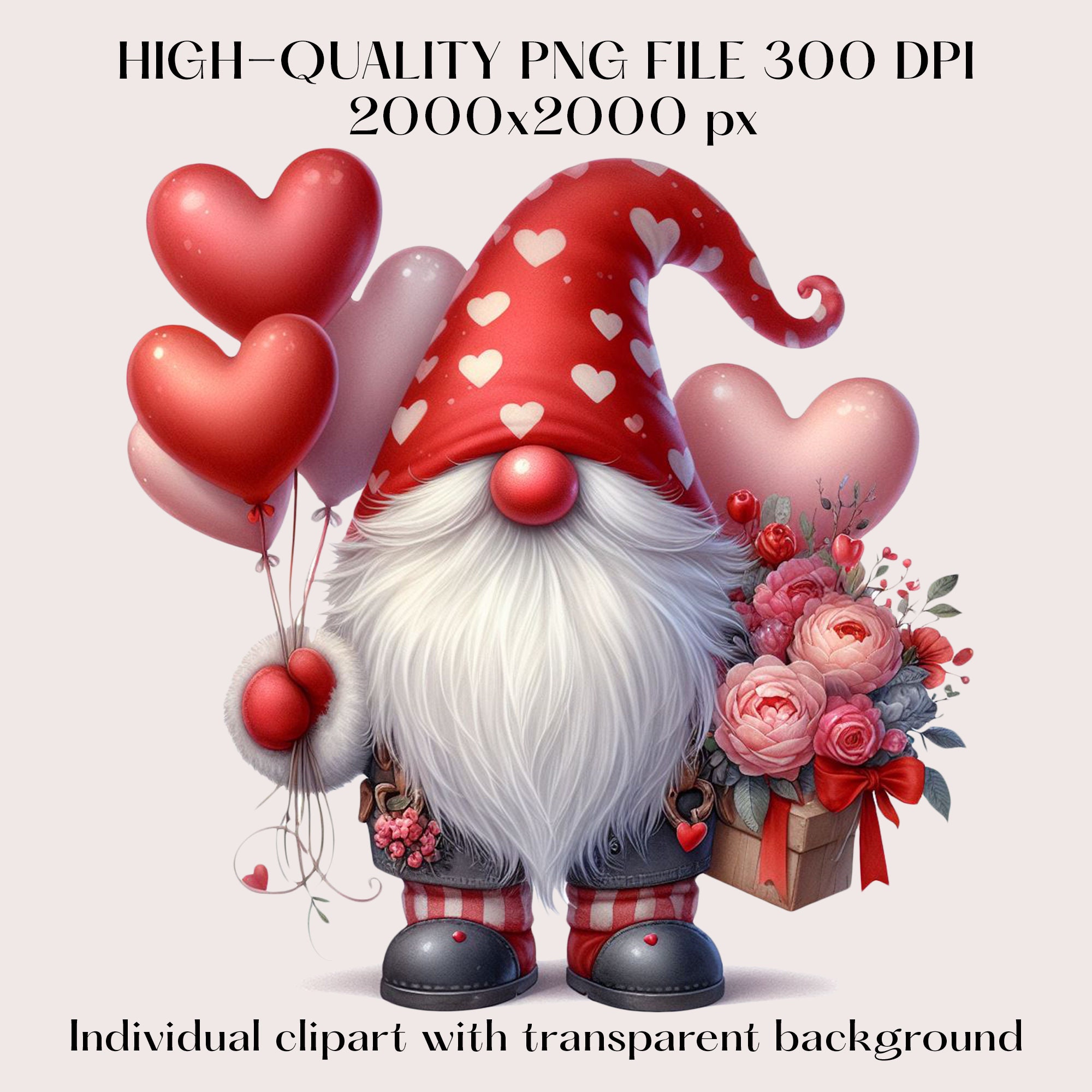 Watercolor Valentines Gnomes Clipart, 24 High Quality Pngs, Valentines ...