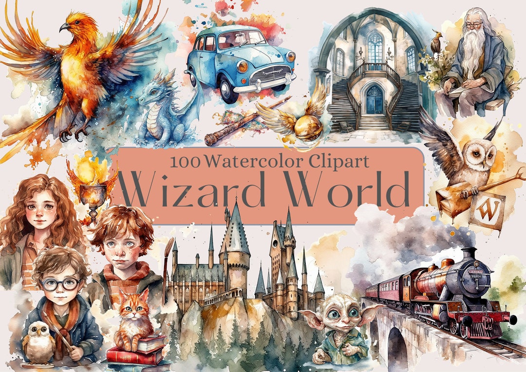 Wizard School Clipart Bundle, Magic School, Witch and Wizard Png. Wands ...