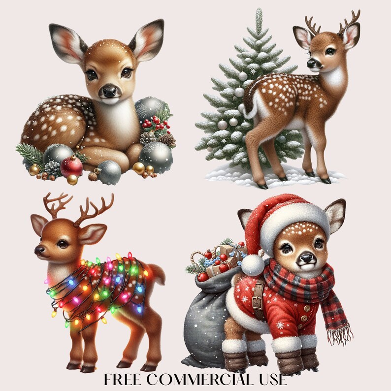 Watercolor Christmas Deer Clipart, Festive Images,christmas Graphics ...