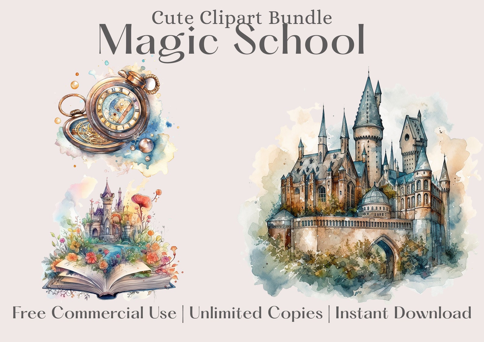 Wizard School Clipart Bundle, Magic School Clipart, Magic Animals ...