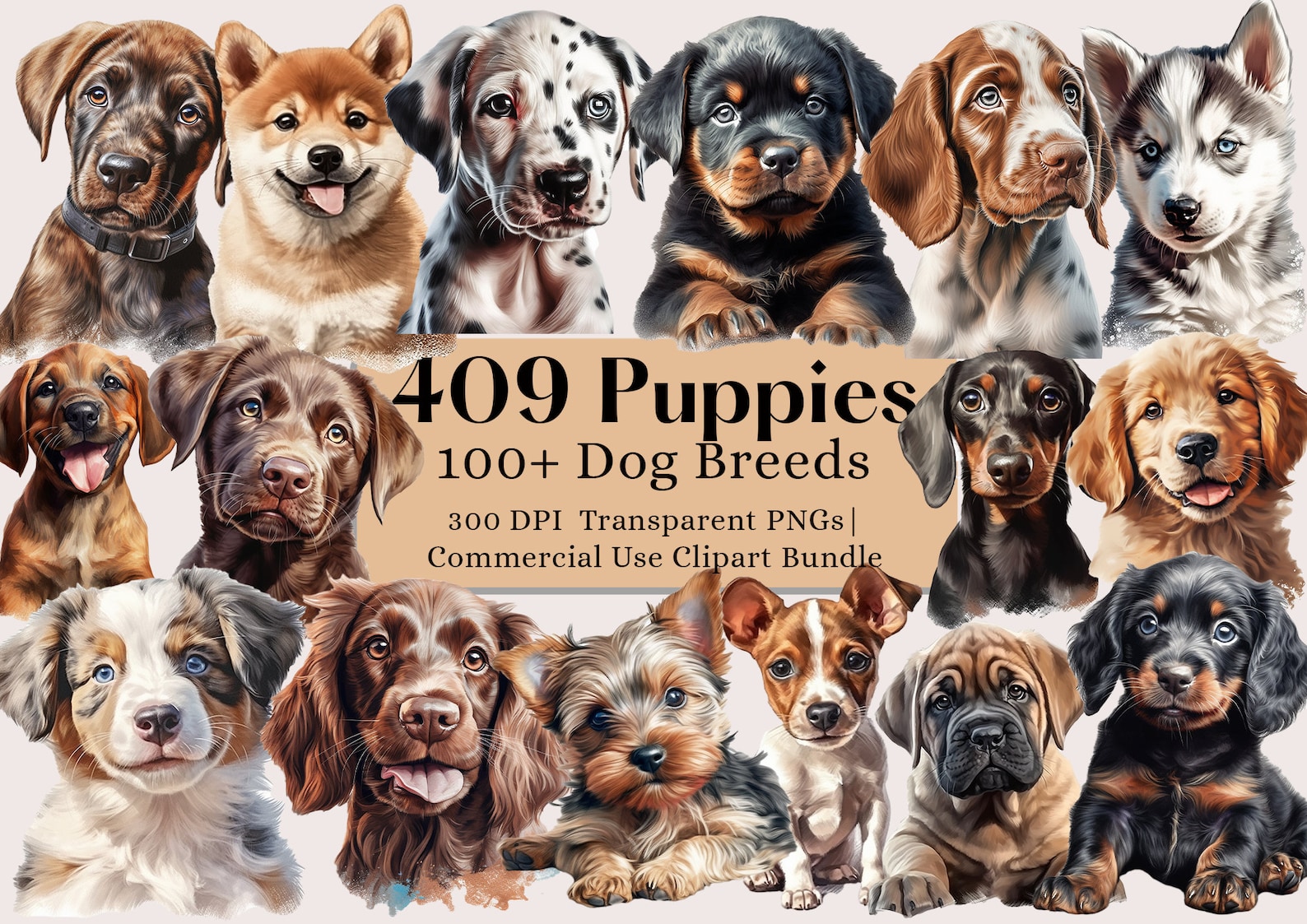 Puppy PNG Bundle, Dog Clipart Bundle, 100 Dog Breeds PNG Images ...