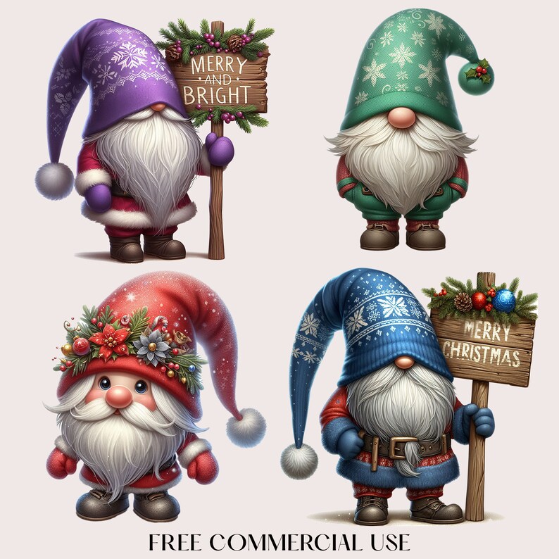 Watercolor Festive Gnomes Clipart, High Quality, Watercolor Clipart ...