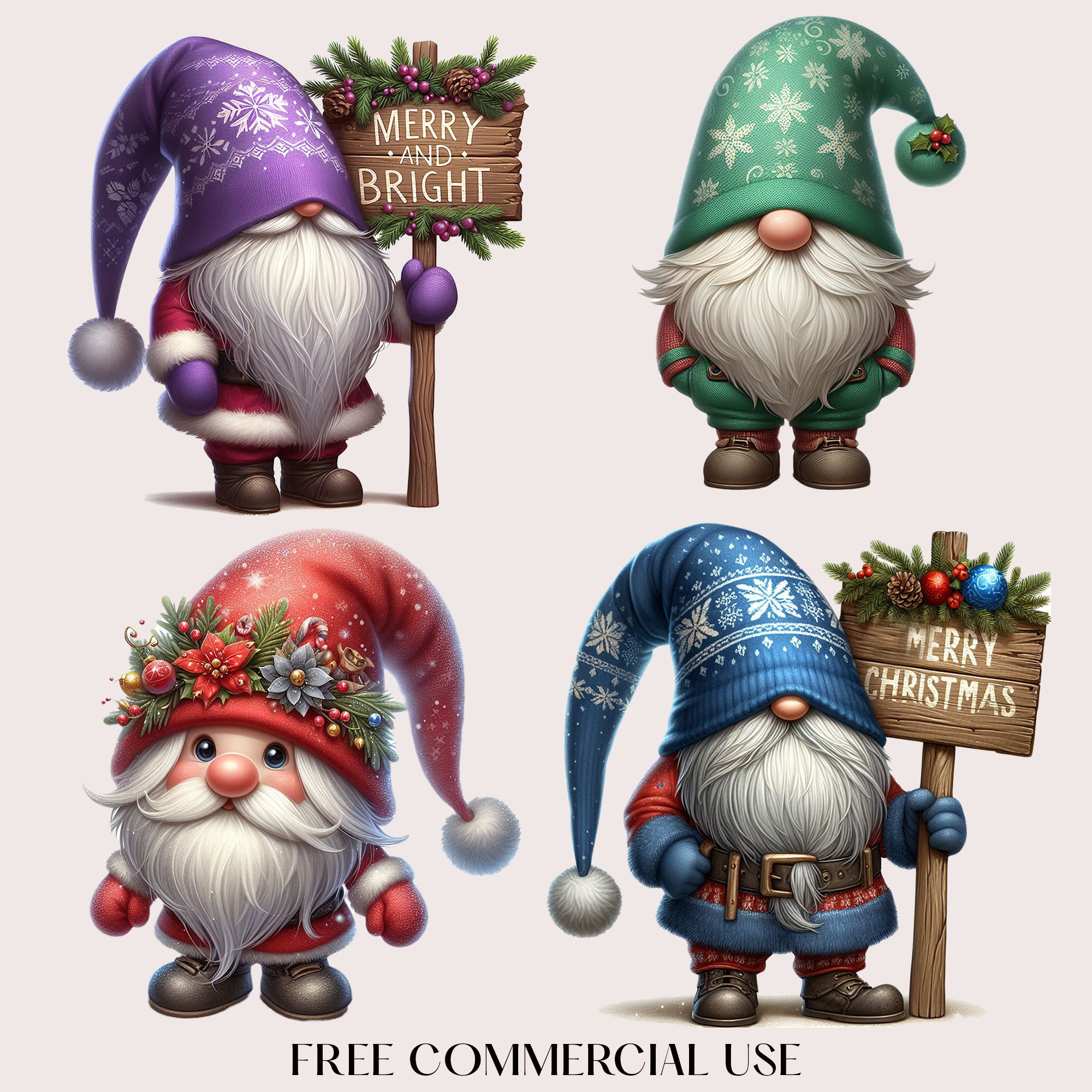 Watercolor Festive Gnomes Clipart, High Quality, Watercolor Clipart ...