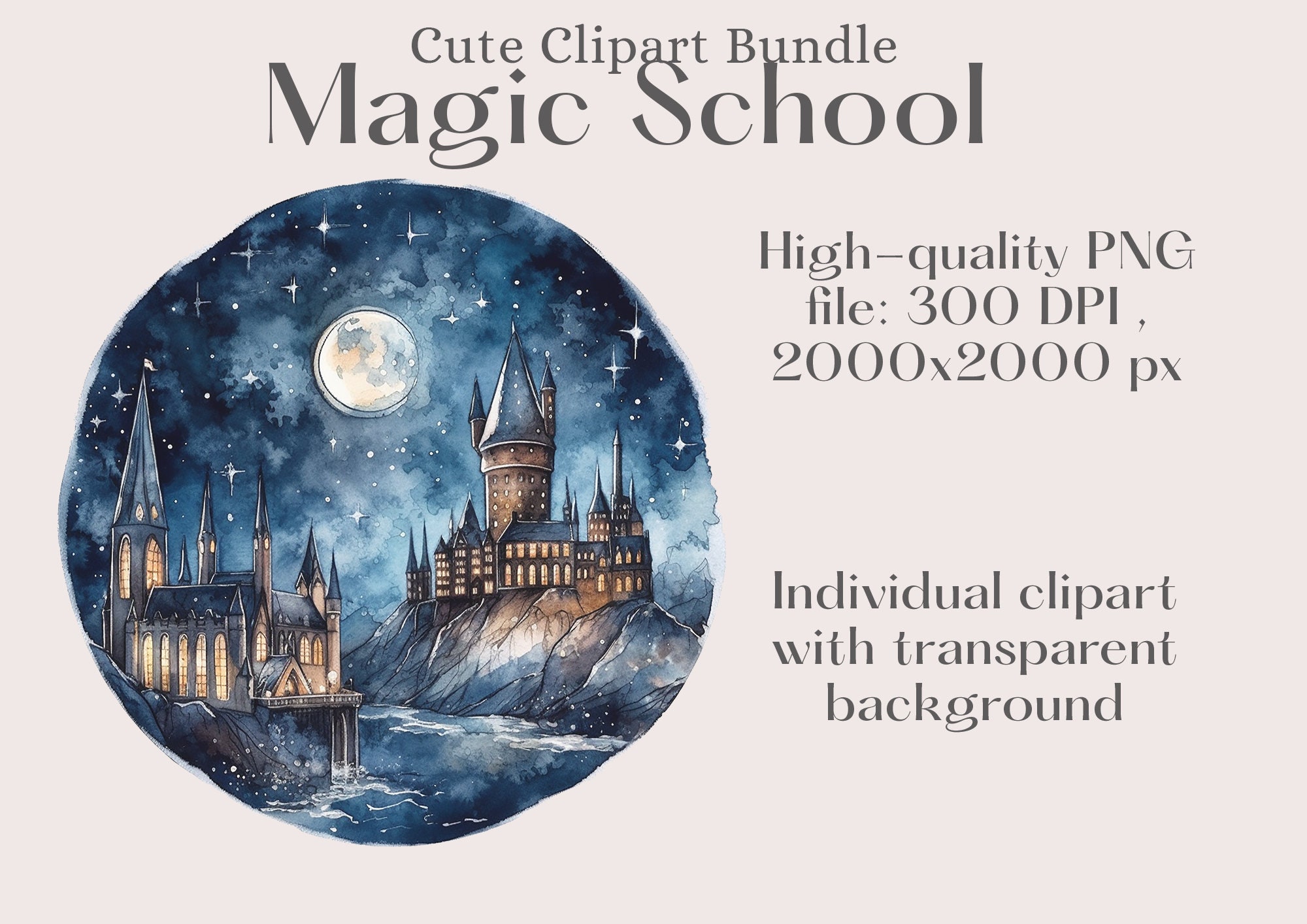 Wizard School Clipart Bundle, Magic School, Witch and Wizard Png. Wands ...