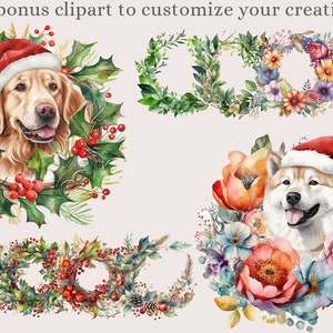 Christmas Dog Clipart, 100 Dog Breeds PNG Images, Watercolor Dog ...