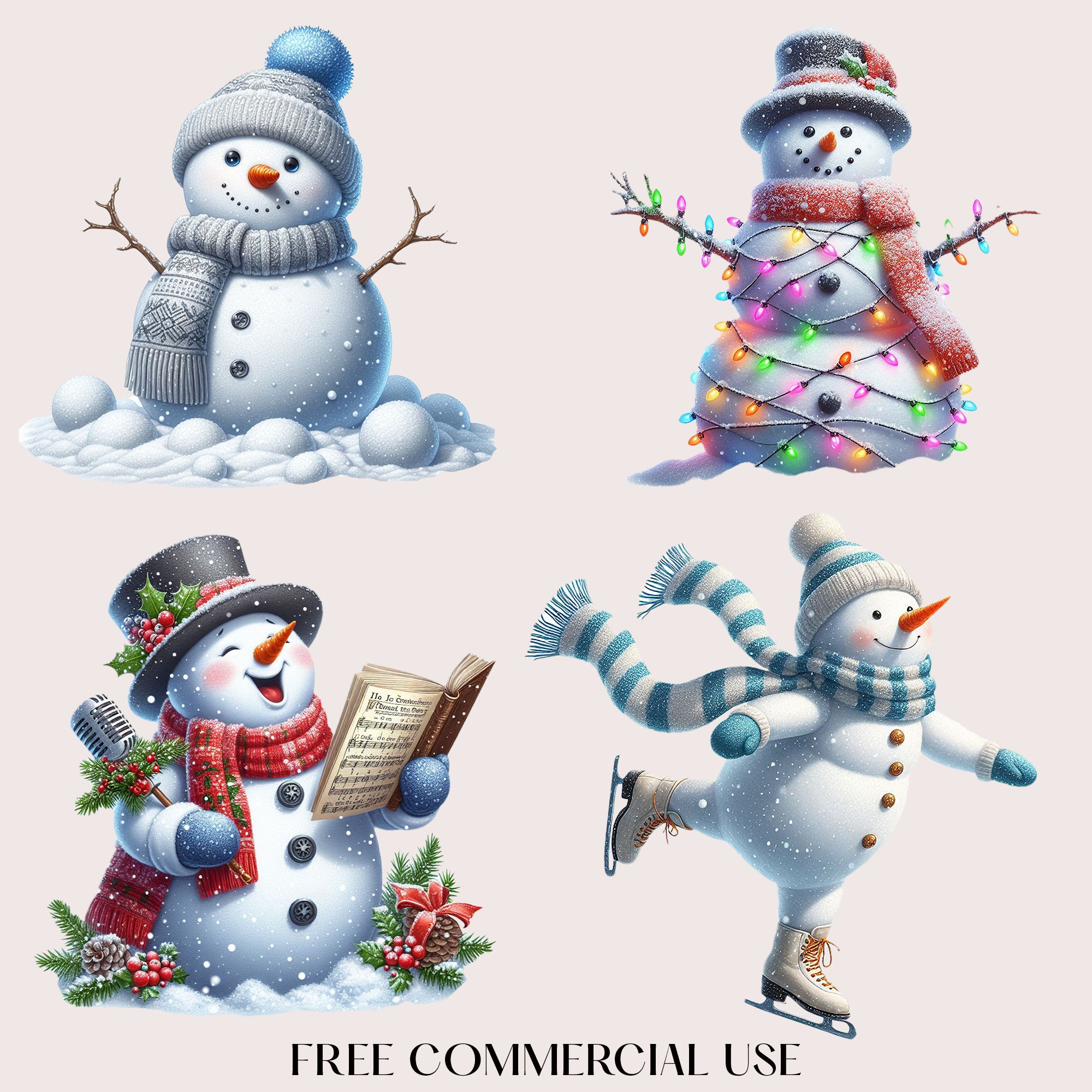 Snowman Clipart, High Quality, Watercolor Clipart Bundle, Christmas ...