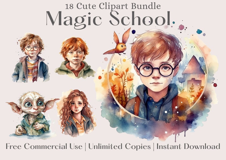 Wizard School Clipart Bundle, Magic School, Witch and Wizard Png. Wands ...