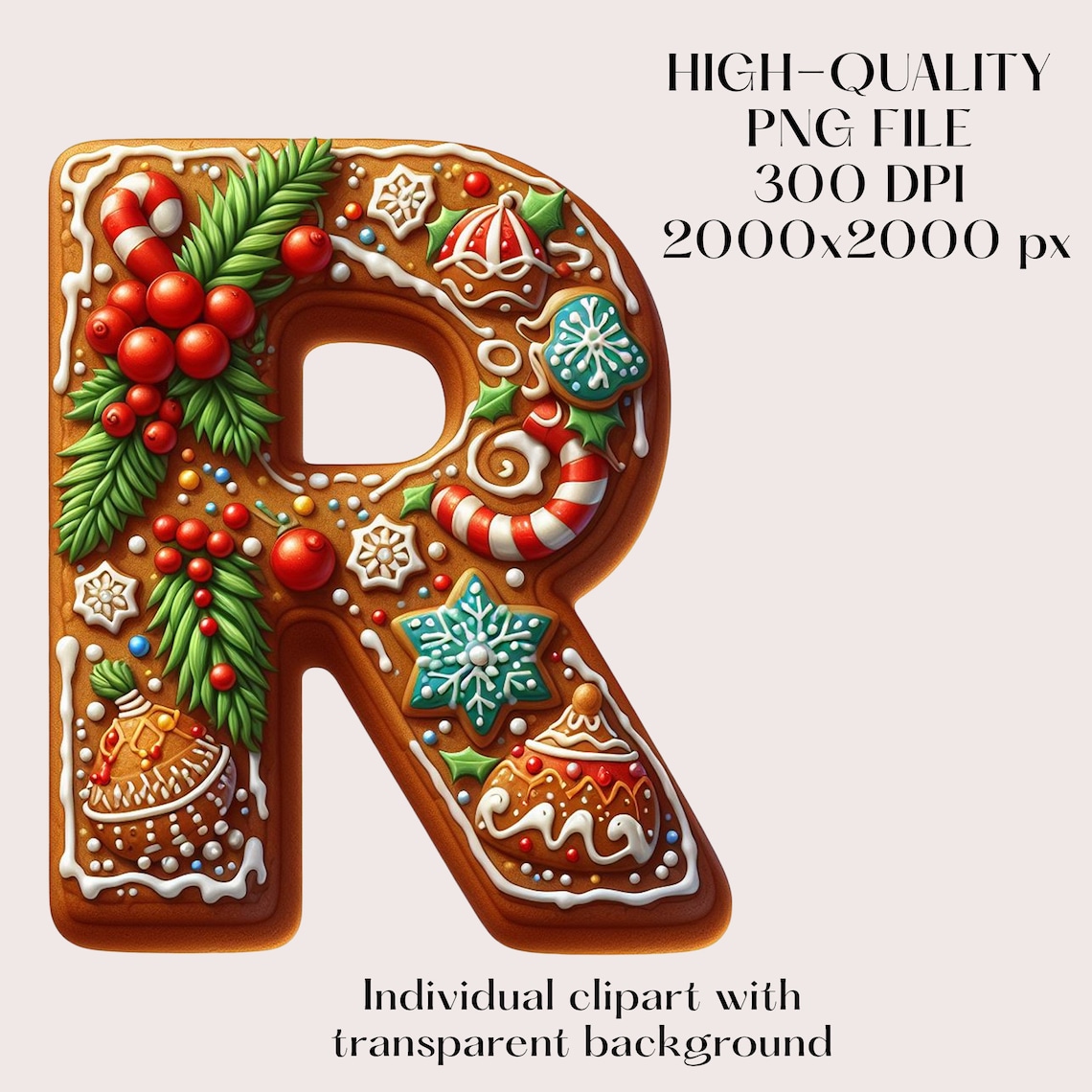 Watercolor Gingerbread Cookie Alphabet Clipart, 78 Christmas Alphabet ...