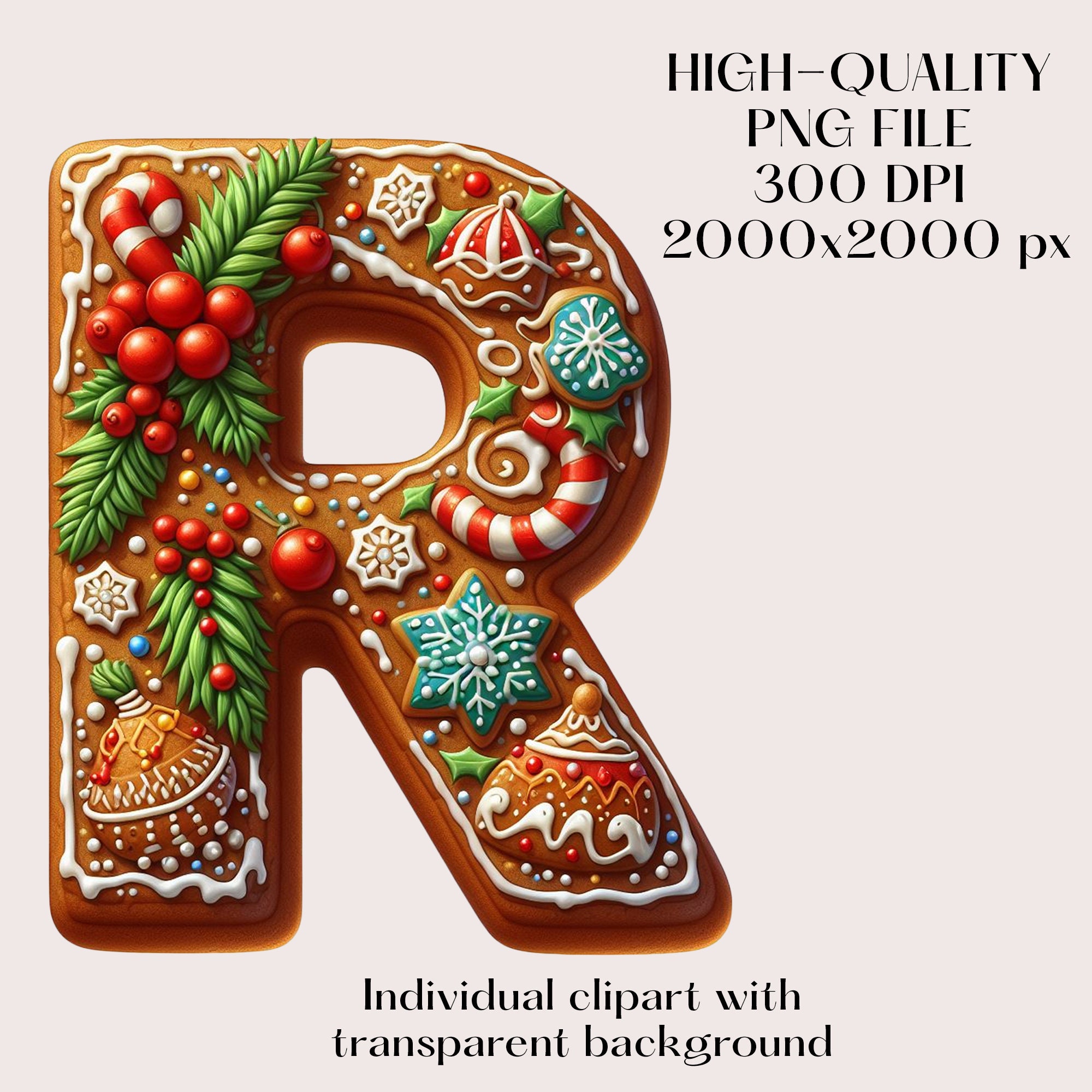 Watercolor Gingerbread Cookie Alphabet Clipart, 78 Christmas Alphabet ...