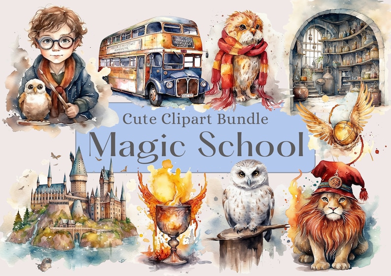 Wizard School Clipart Bundle, Magic School Clipart, Magic Animals ...
