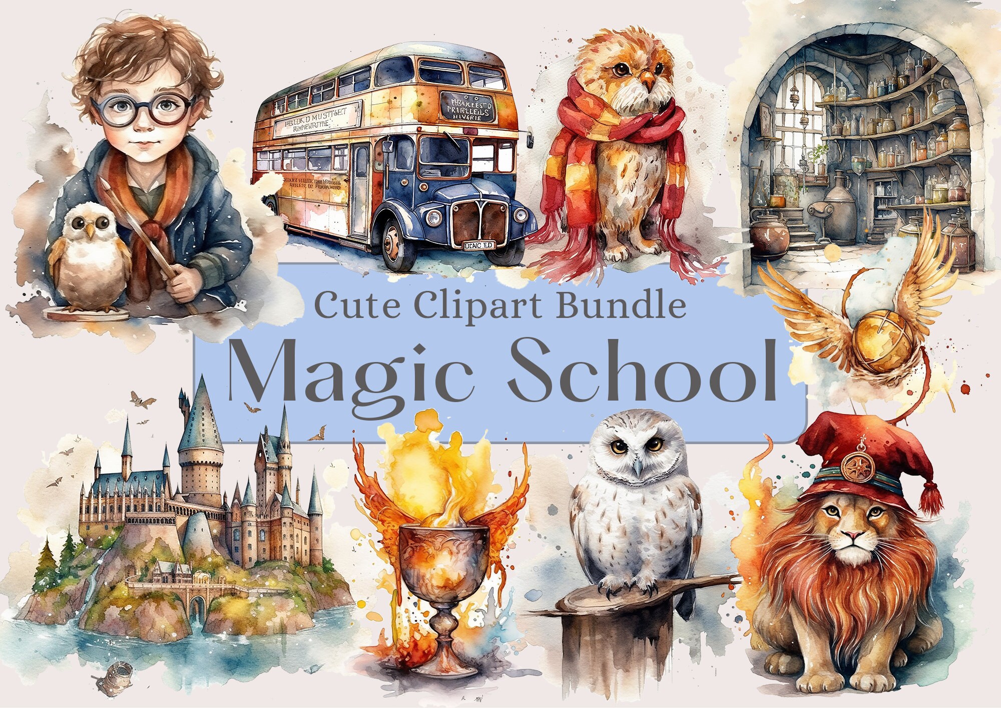 Wizard School Clipart Bundle, Magic School Clipart, Magic Animals ...