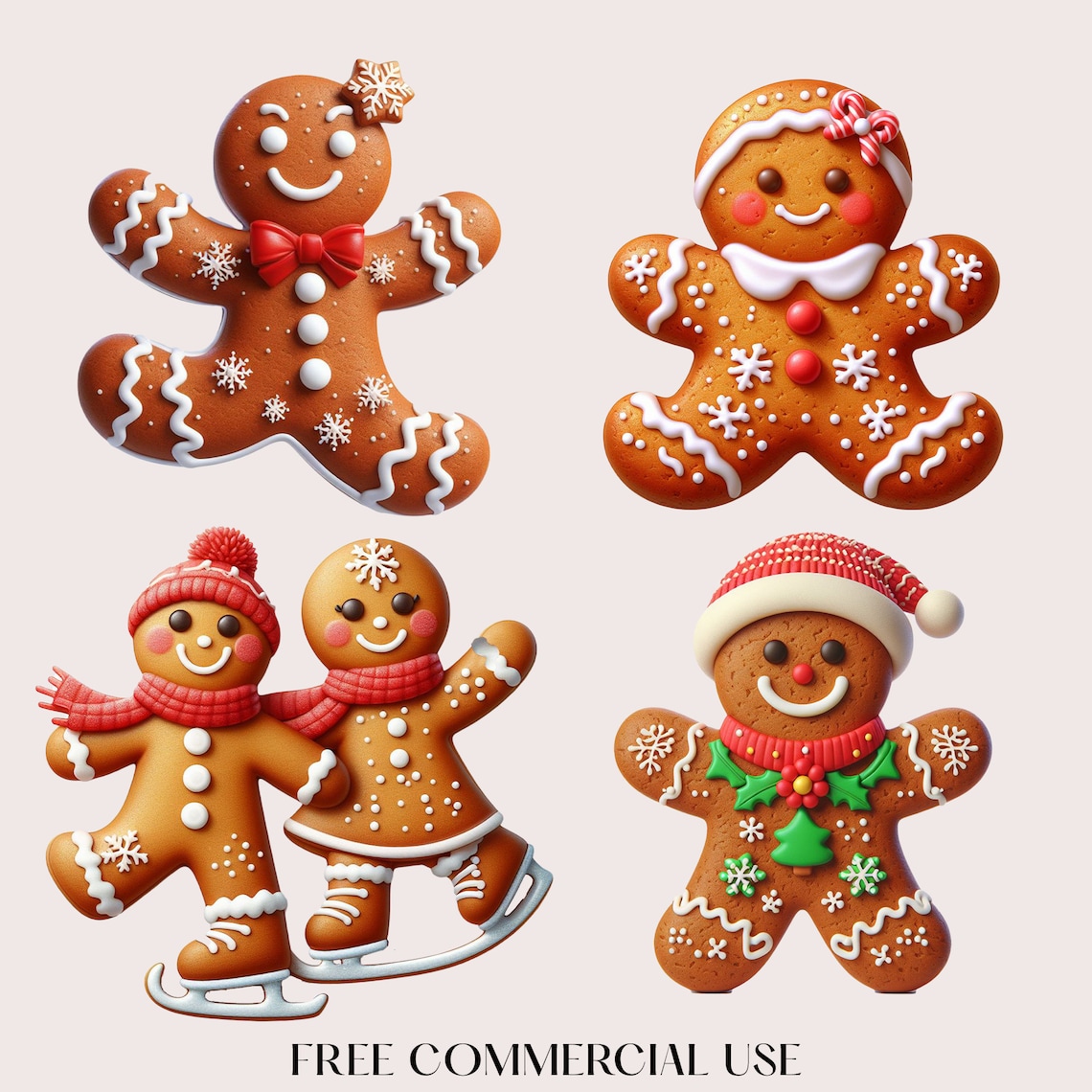 Watercolor Gingerbread Man Clipart, Gingerbread Clipart, Winter Clipart ...