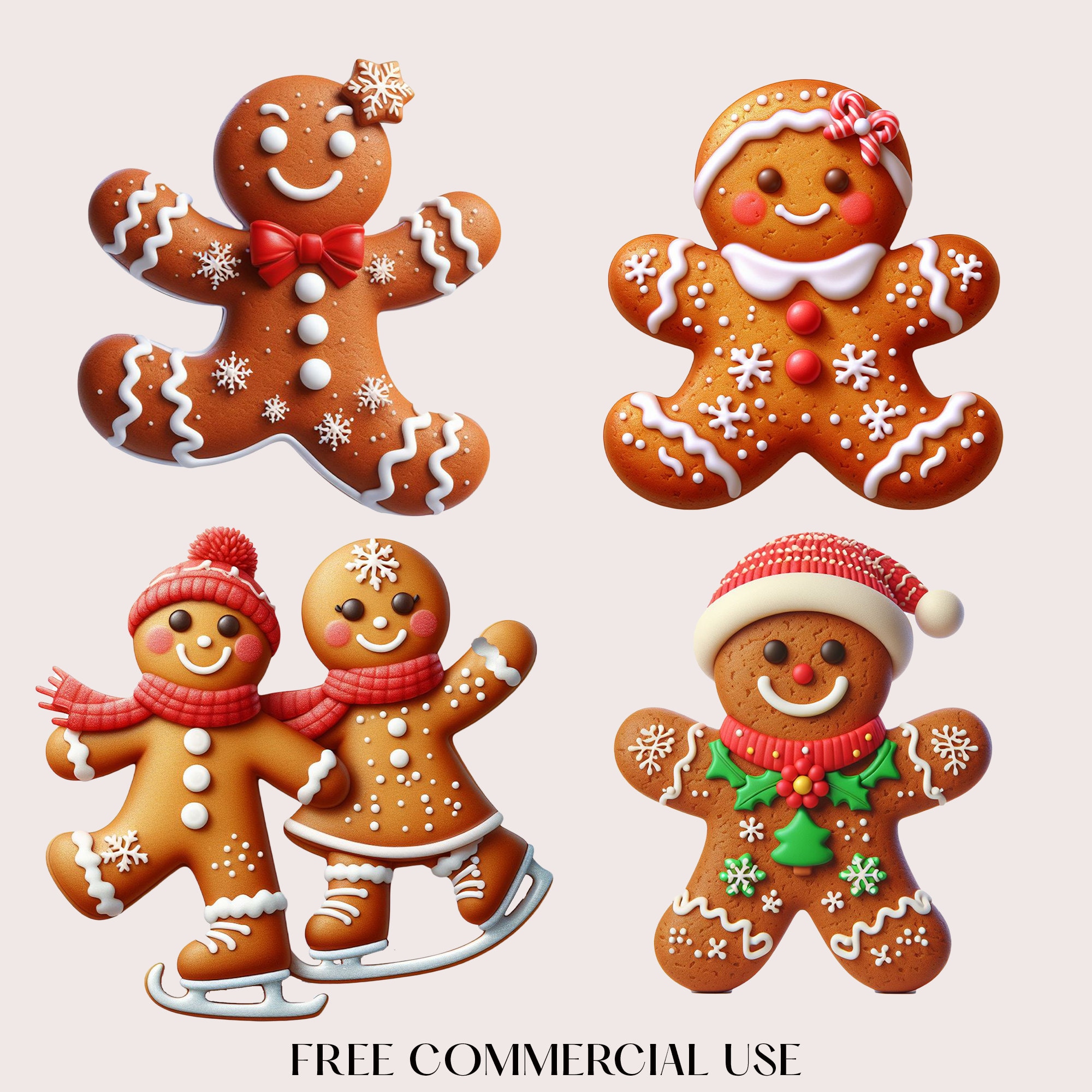 Watercolor Gingerbread Man Clipart, Gingerbread Clipart, Winter Clipart ...